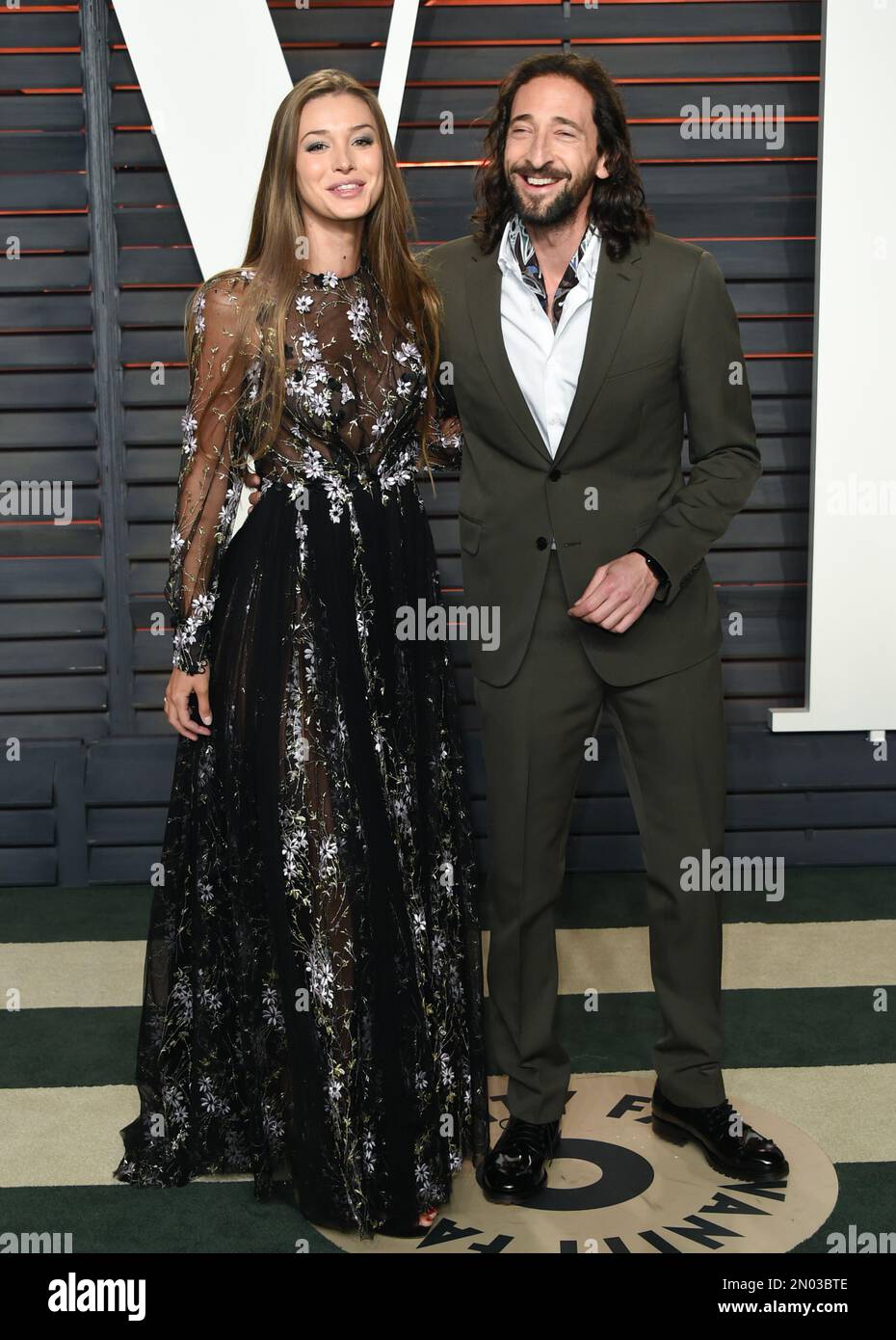 Adrien Brody and Lara Lieto attend the Vanity Fair Fair Oscar Party at ...