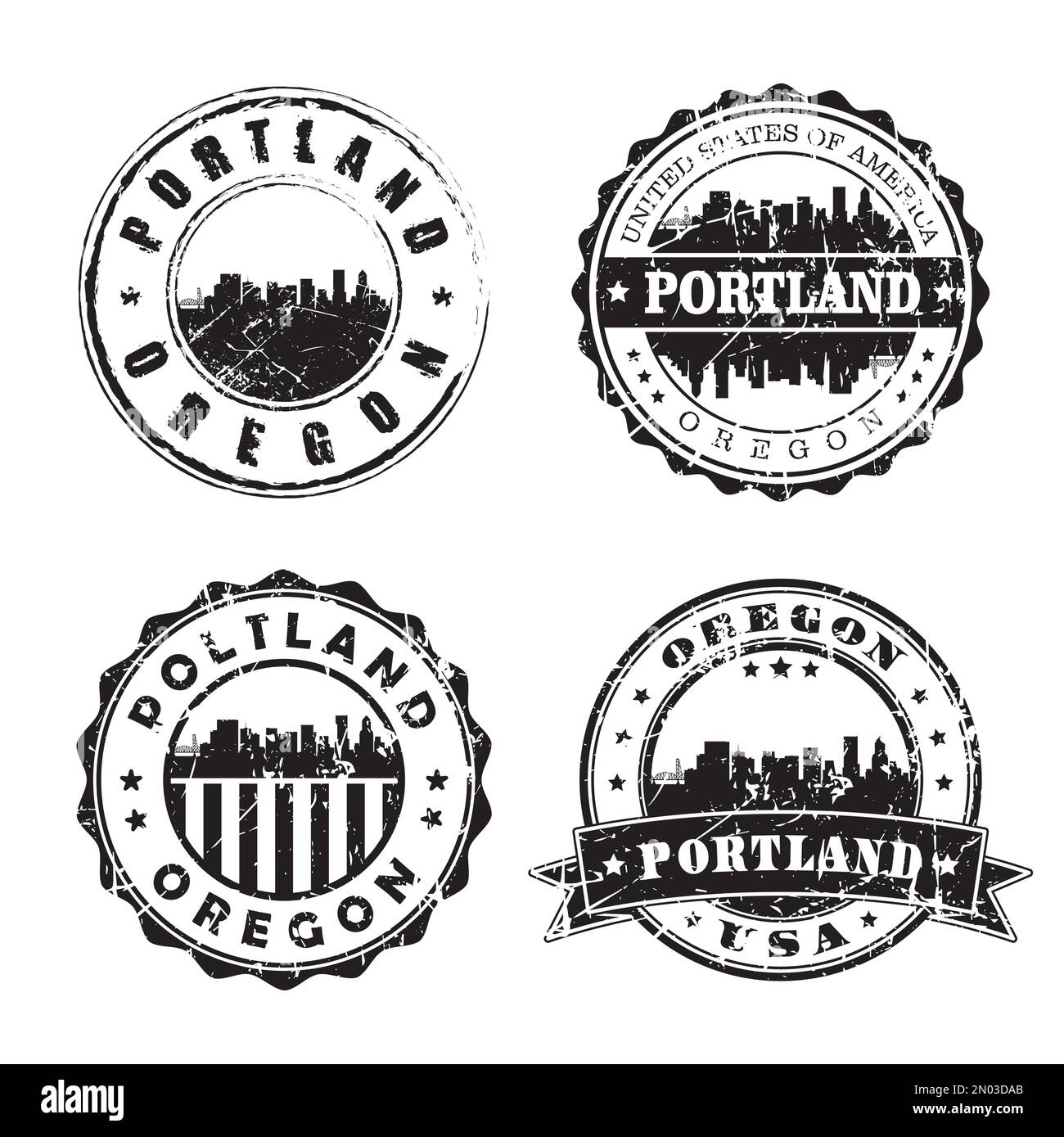 Portland skyline silhouette hi-res stock photography and images - Alamy