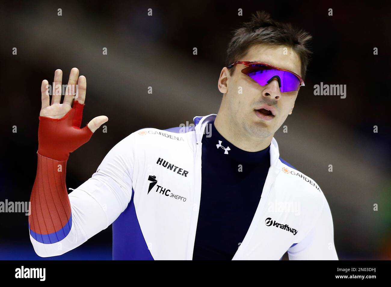 Russia’s Ruslan Murashov celebrates after the second of the men's 500 ...
