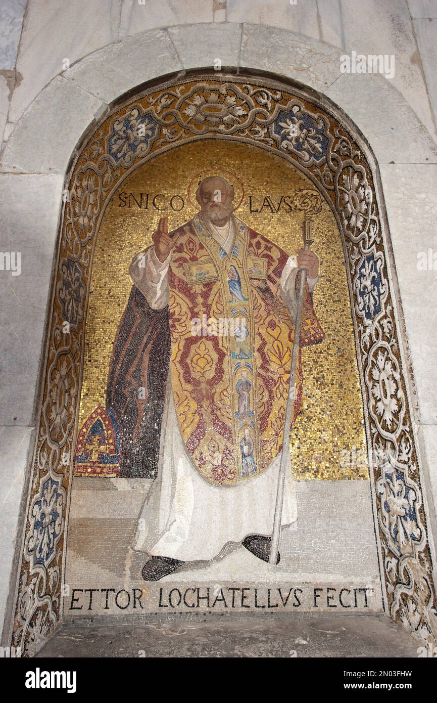 Religious mosaic of St Nicholas, Saint Mark's Basilica, Saint Mark's ...