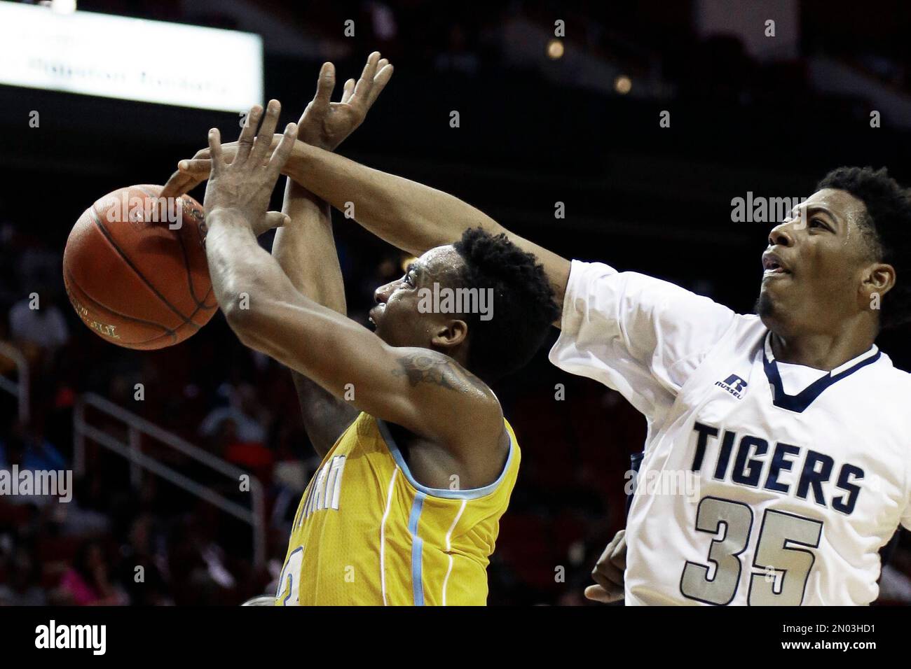 Jackson State's Janarius Middleton (35) knocks the ball away from ...