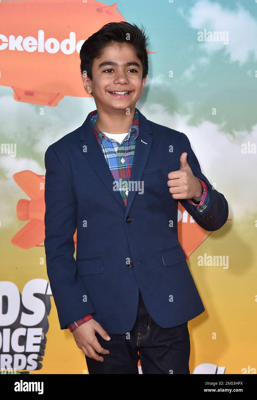 Neel Sethi arrives at the Kids' Choice Awards at The Forum on Saturday ...