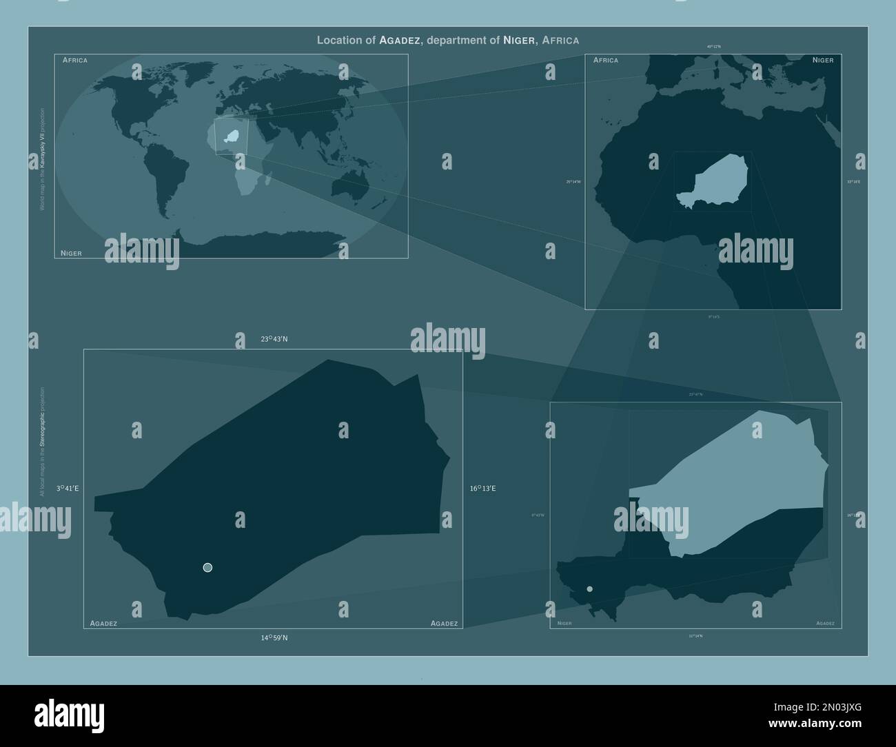 Agadez, department of Niger. Diagram showing the location of the region ...