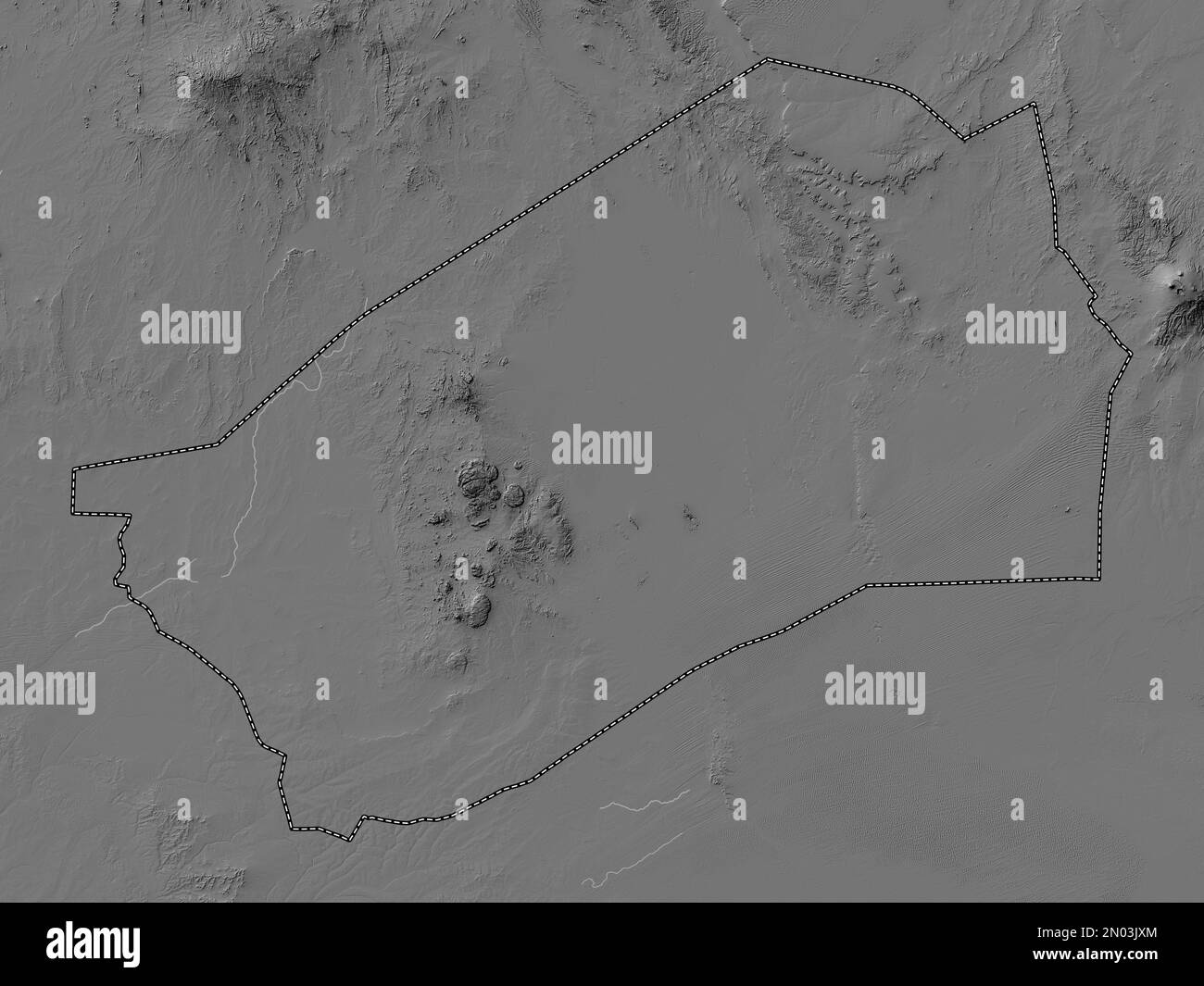 Agadez, department of Niger. Bilevel elevation map with lakes and ...
