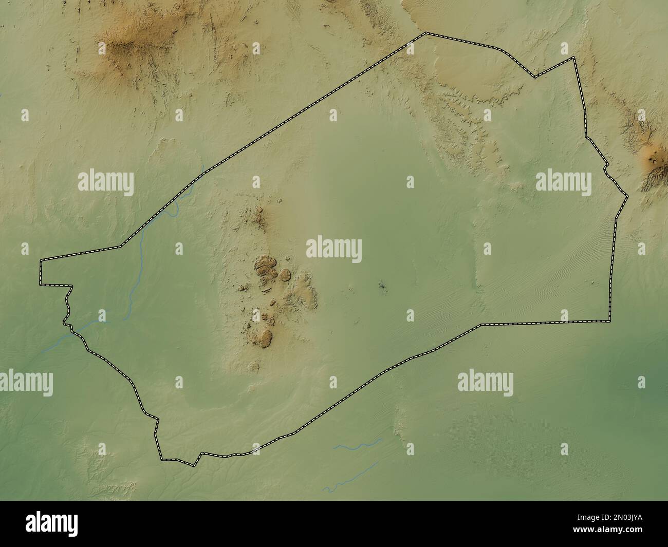 Agadez, department of Niger. Colored elevation map with lakes and ...