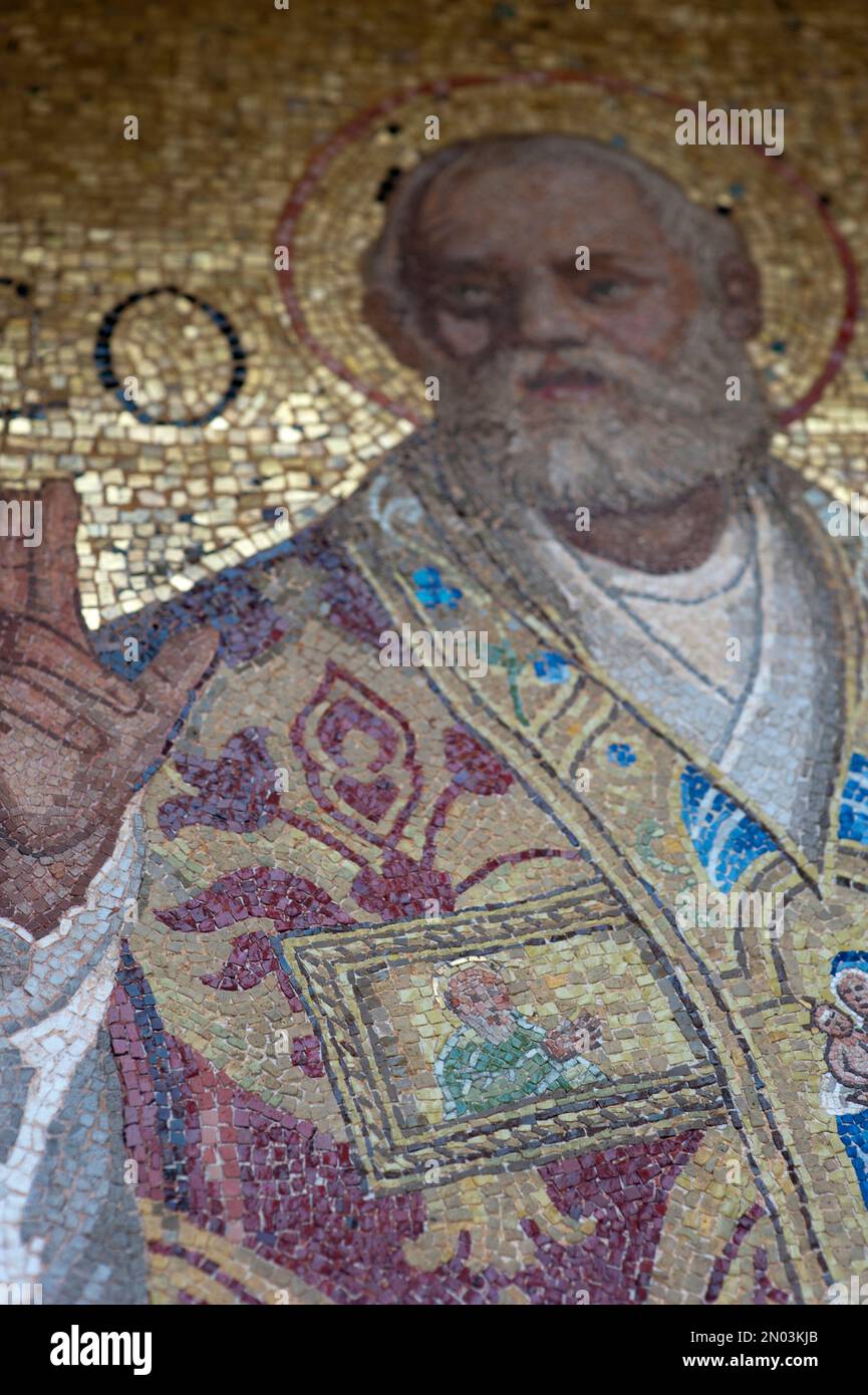 Religious mosaic of St Nicholas, Saint Mark's Basilica, Saint Mark's ...