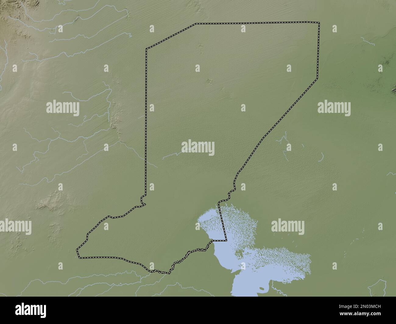 Diffa, department of Niger. Elevation map colored in wiki style with ...