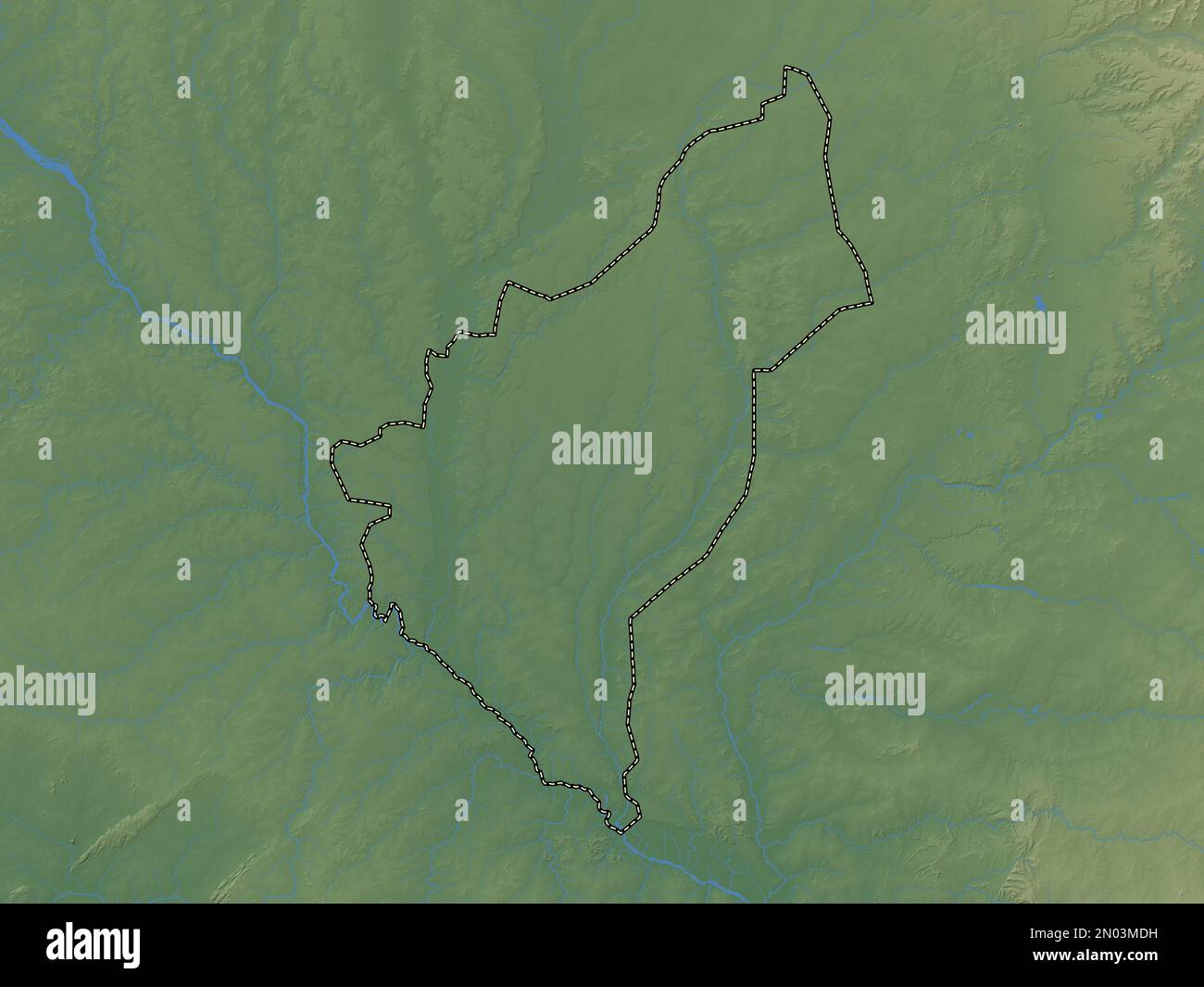 Dosso, department of Niger. Colored elevation map with lakes and rivers ...