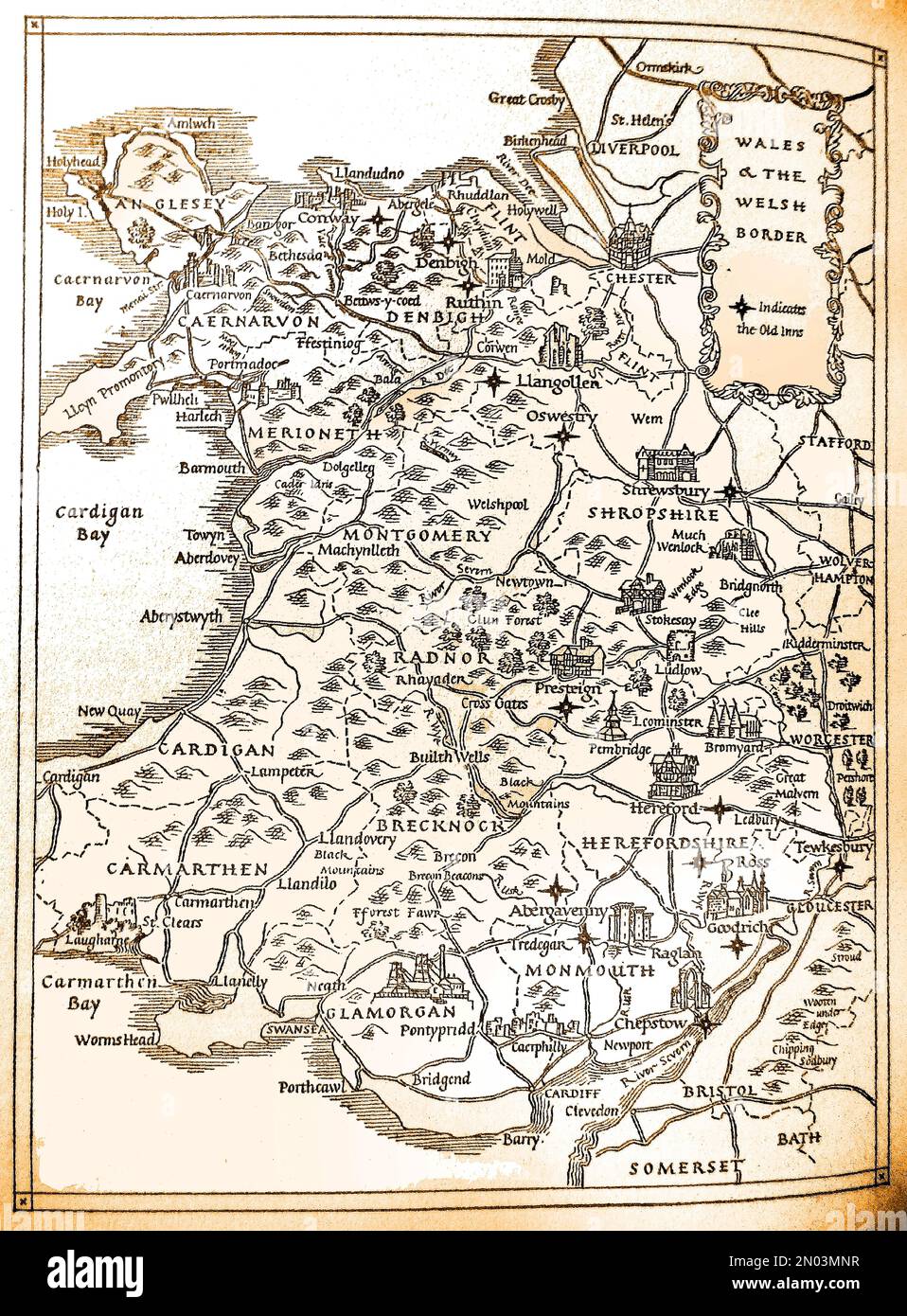 Old welsh map hi-res stock photography and images - Alamy