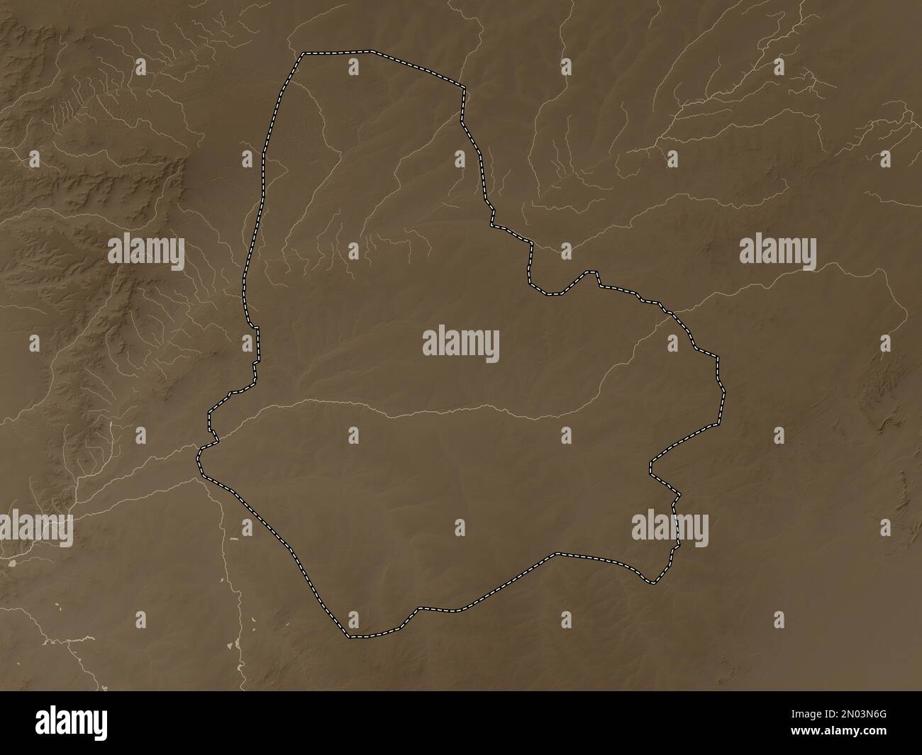 Maradi, department of Niger. Elevation map colored in sepia tones with ...