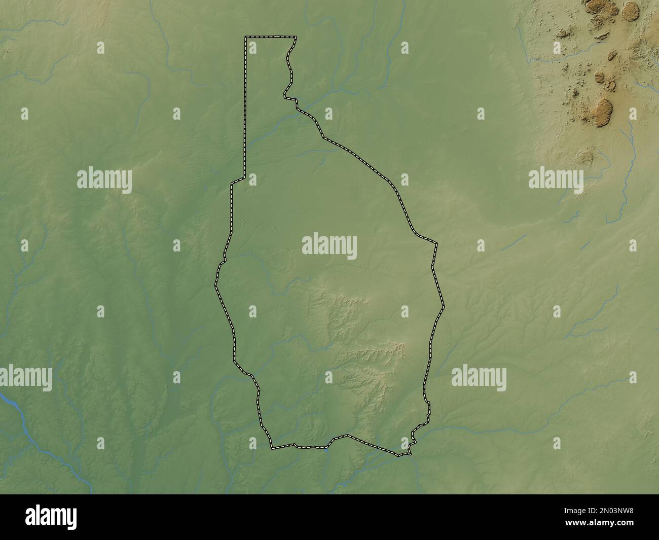 Tahoua, department of Niger. Colored elevation map with lakes and ...