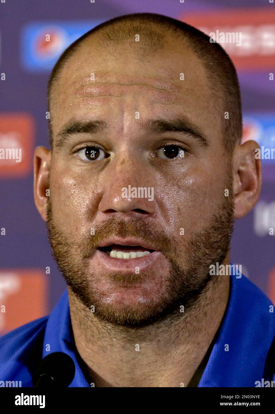 Australia's John Hastings answers a question during a press conference ...