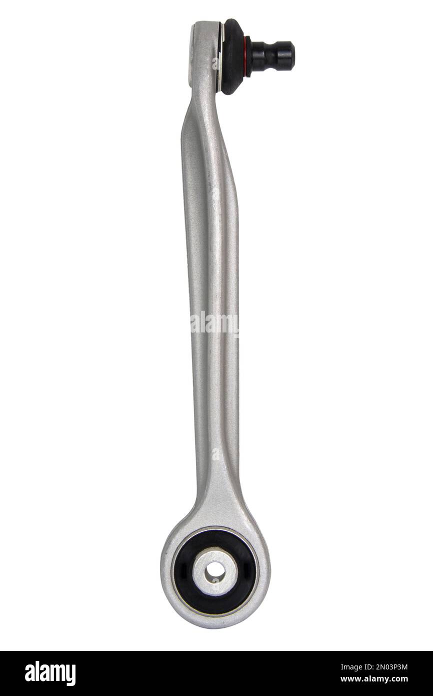 Car suspension arm aluminium detail isolated on the white background ...