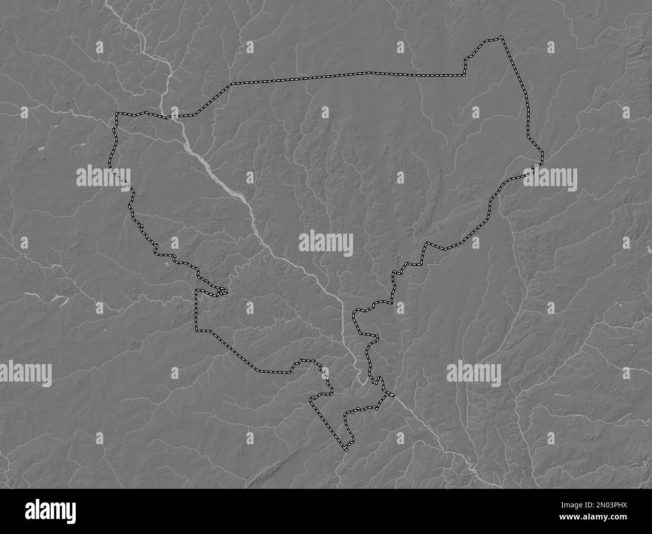 Tillabery, department of Niger. Bilevel elevation map with lakes and ...