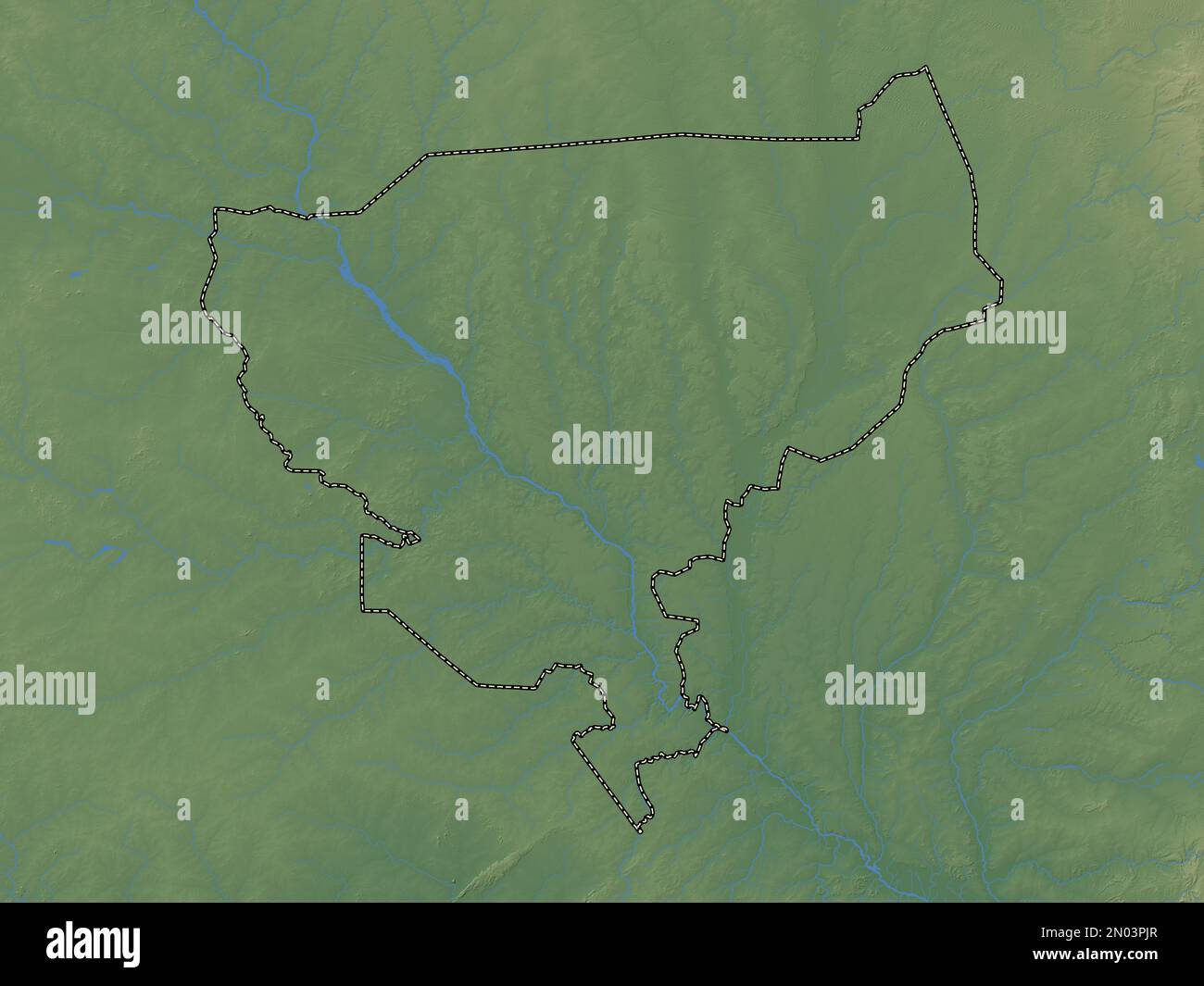 Tillabery, department of Niger. Colored elevation map with lakes and ...