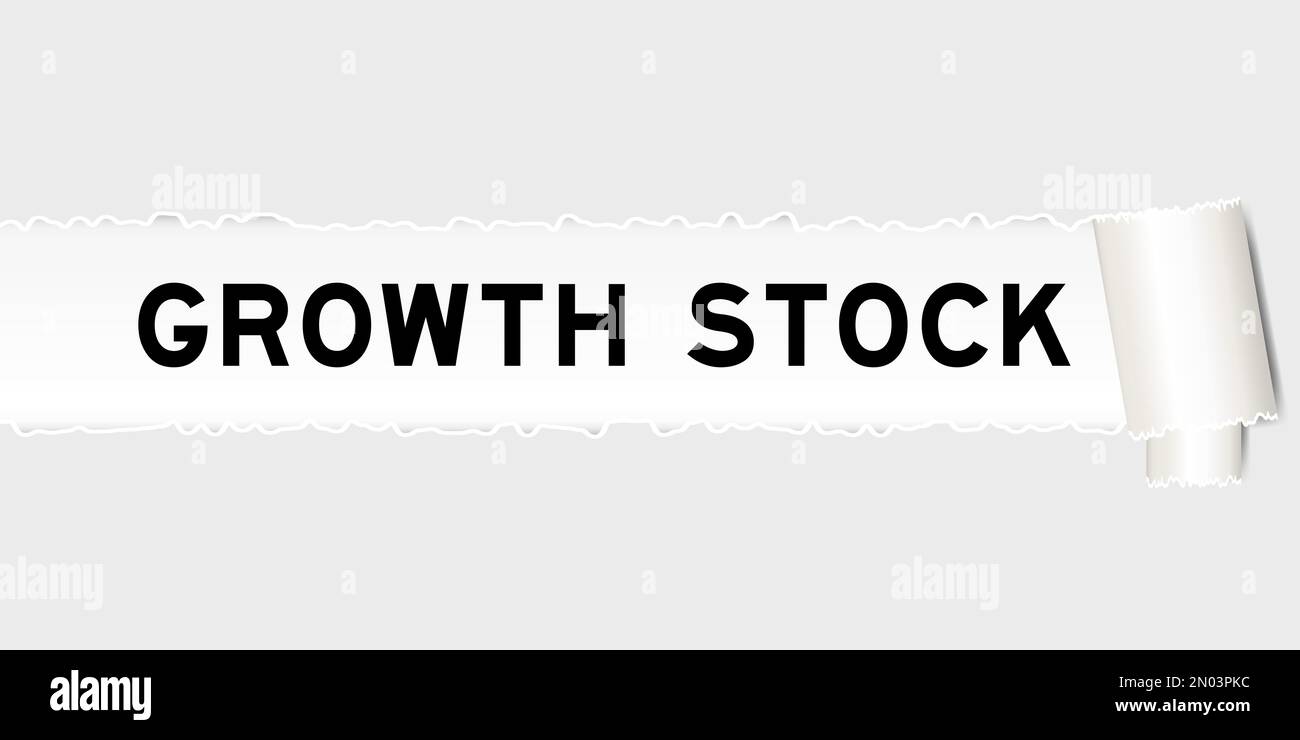 Ripped gray paper background that have word growth stock under torn ...