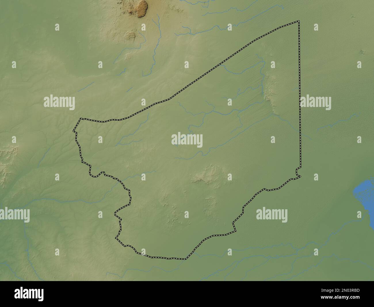 Zinder, department of Niger. Colored elevation map with lakes and ...