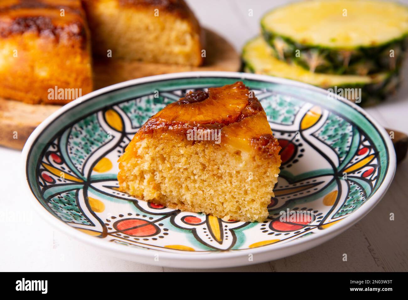 Inverted Pineapple sponge cake Stock Photo - Alamy