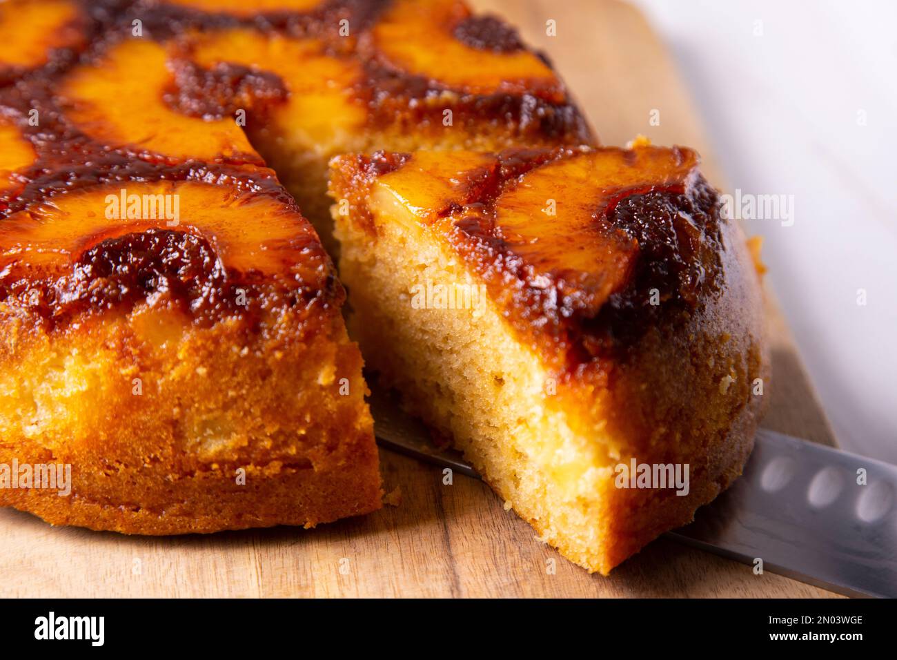 Inverted Pineapple sponge cake Stock Photo - Alamy
