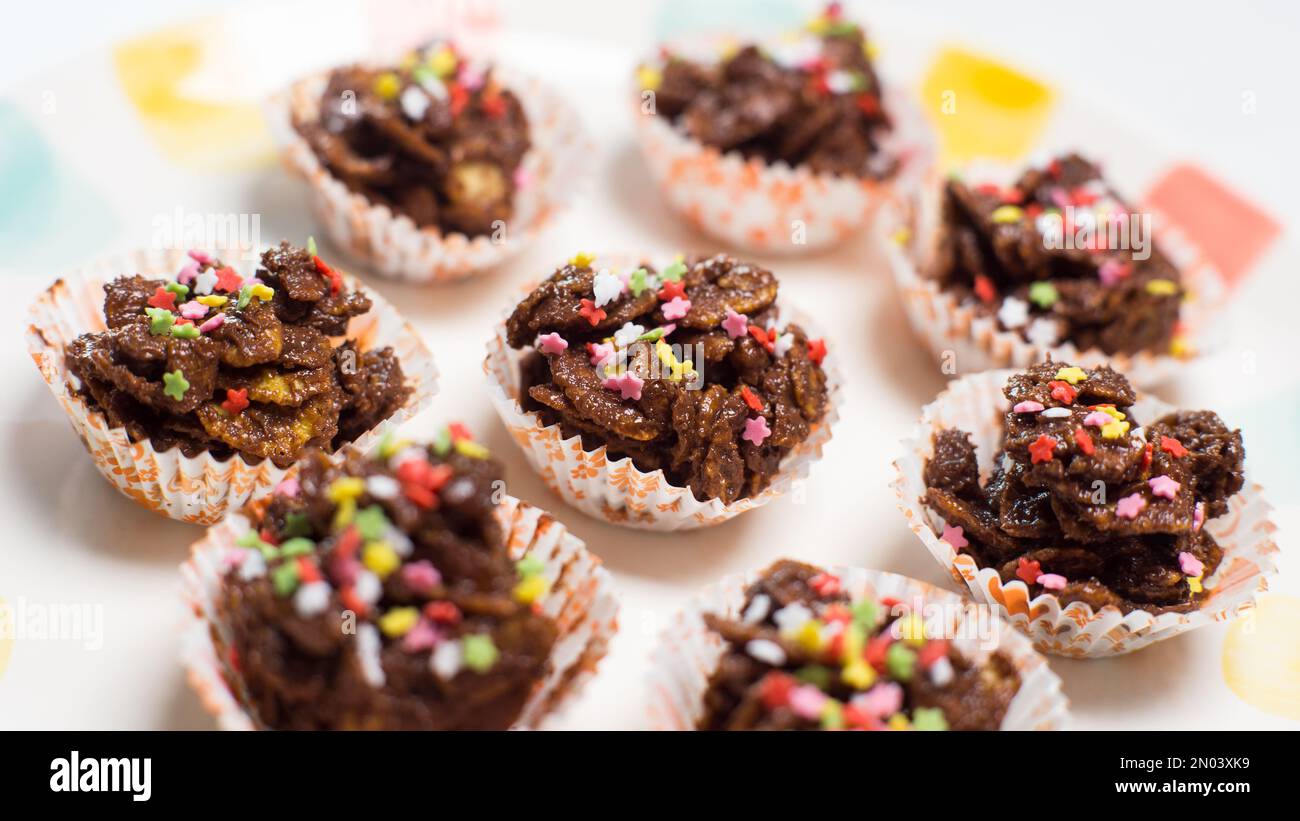 Delicious Chocolate corn flakes bonbons Stock Photo - Alamy