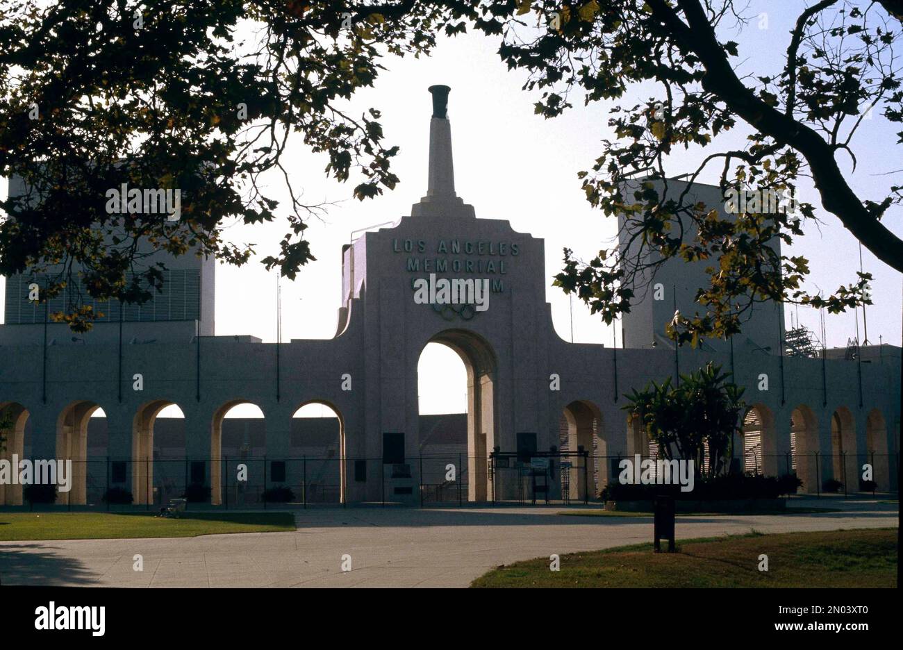 The peristyle at the entrance to the Los Angeles Coliseum is shown on ...