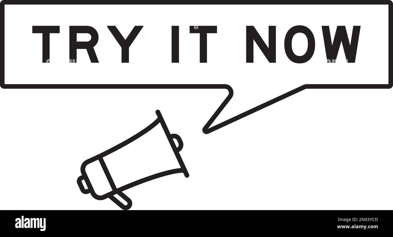 Megaphone icon with speech bubble in word try it now on white ...