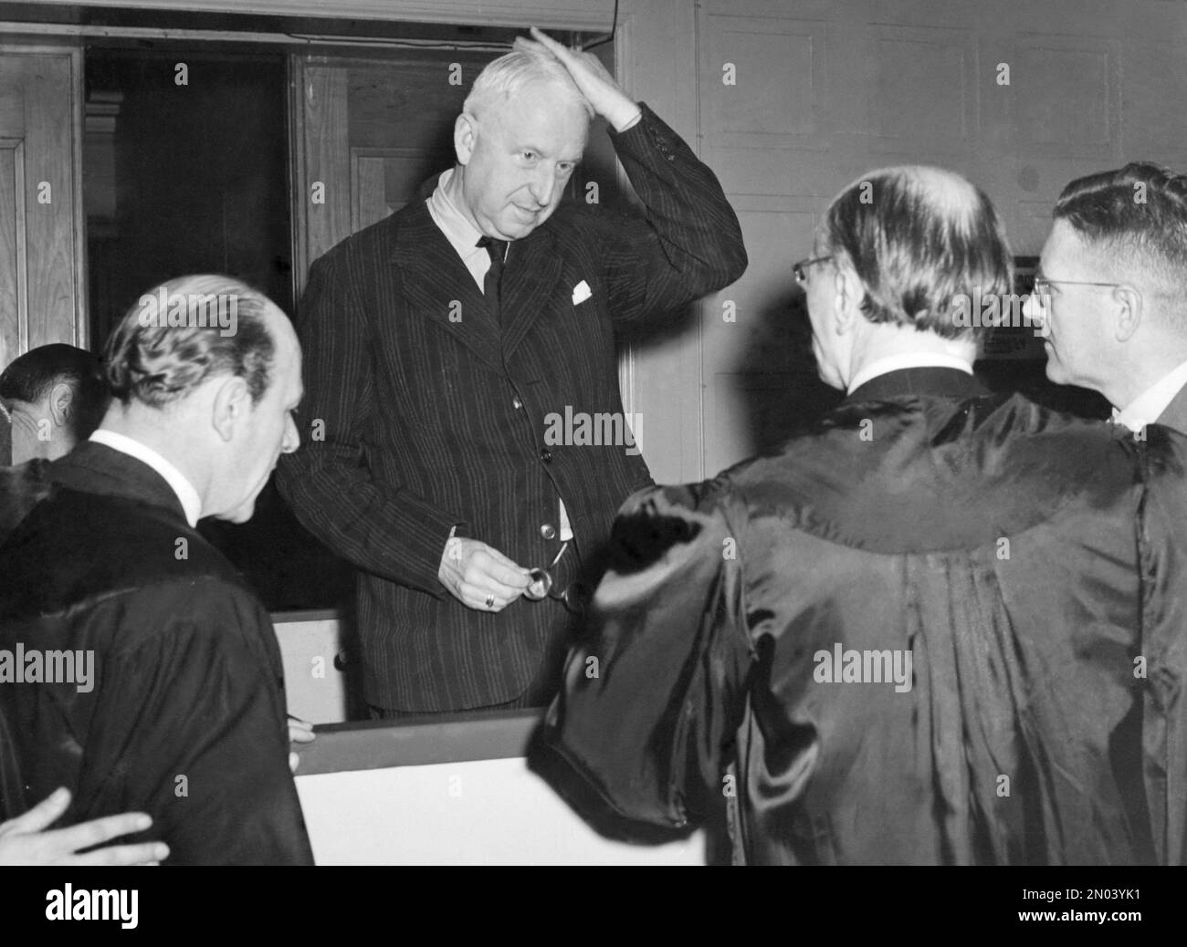 Former German field marshal Erich von Manstein is seen in the dock at ...