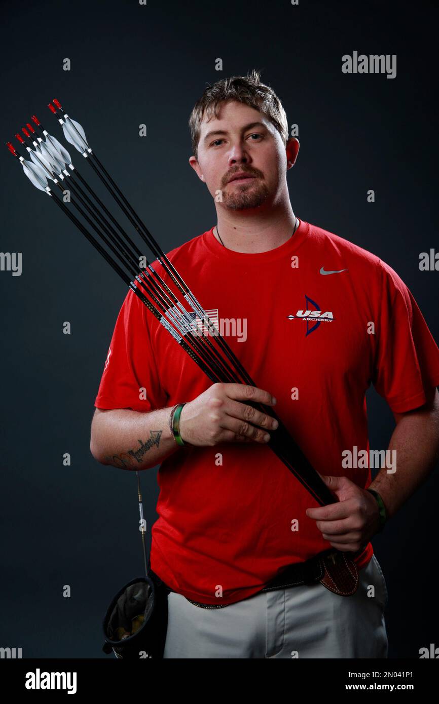 Olympic archer Brady Ellison poses for photos at the 2016 Team USA ...