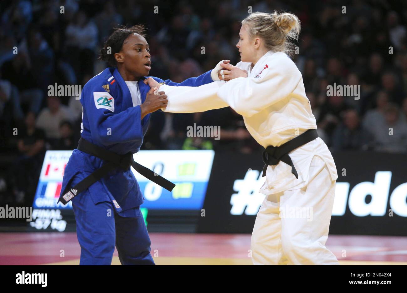 Priscilla Gneto of France against Jessica Klimkait of Canada, Women's -57Kg during the Judo ...