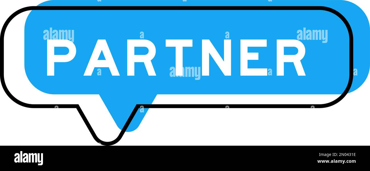 Speech banner and blue shade with word partner on white background ...
