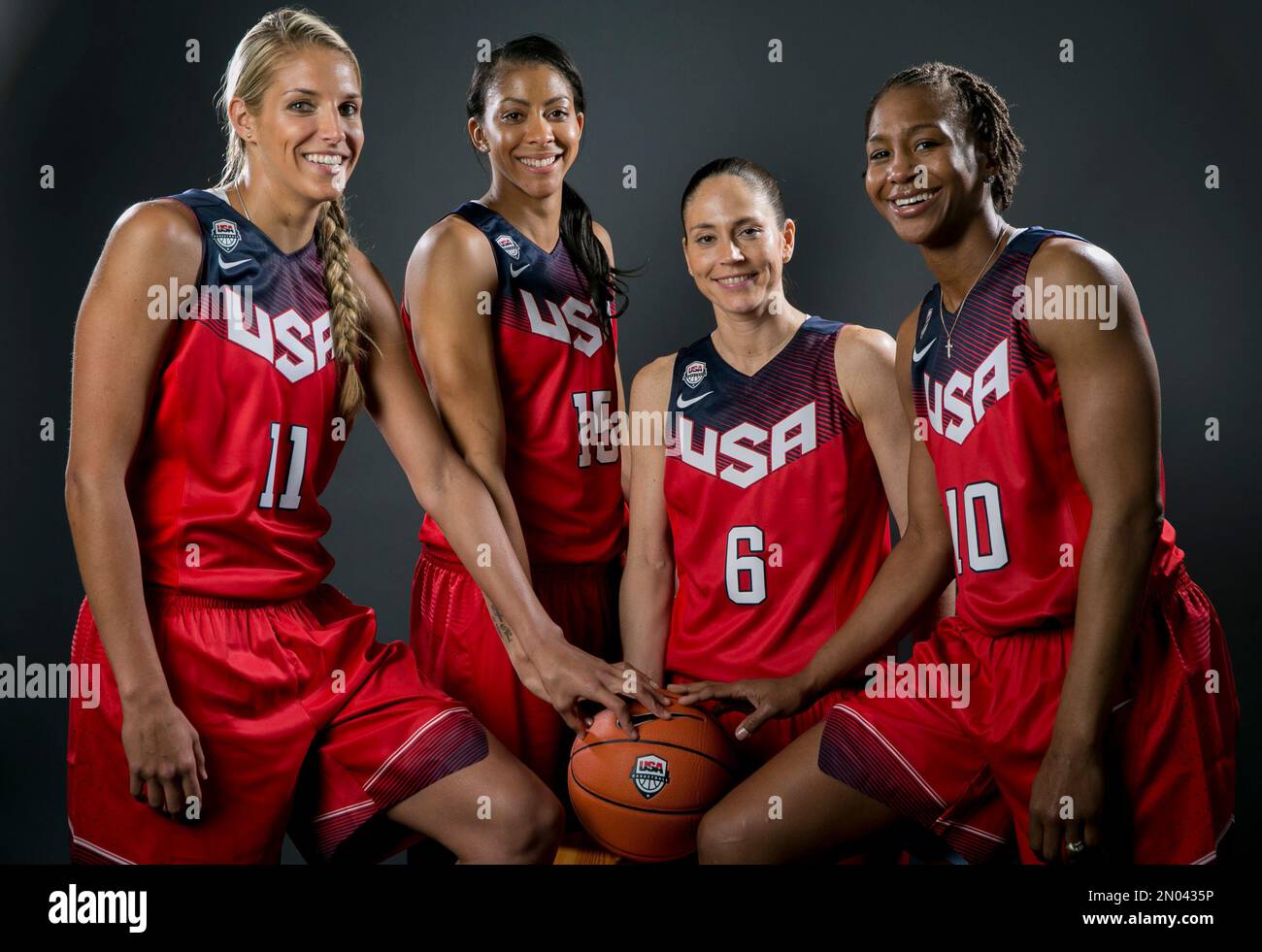 Basketball players, from left, Elena Delle Donne, Candace Parker, Sue ...