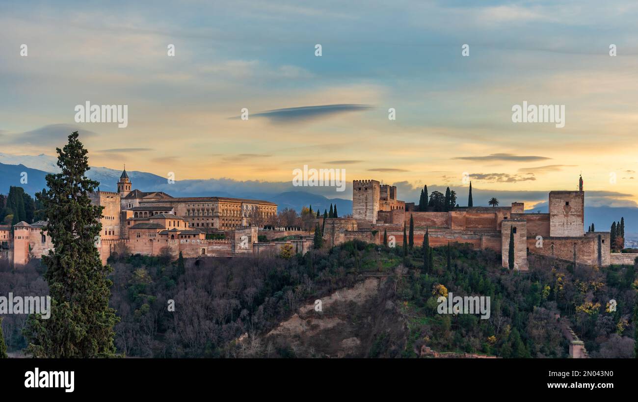 Arab complex of the Alhambra and the Palace of Carlos V seen from the ...