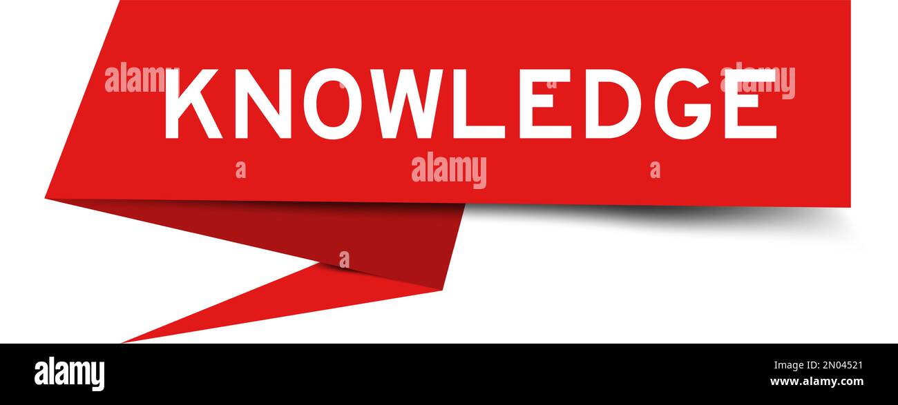 Red color speech banner with word knowledge on white background Stock ...
