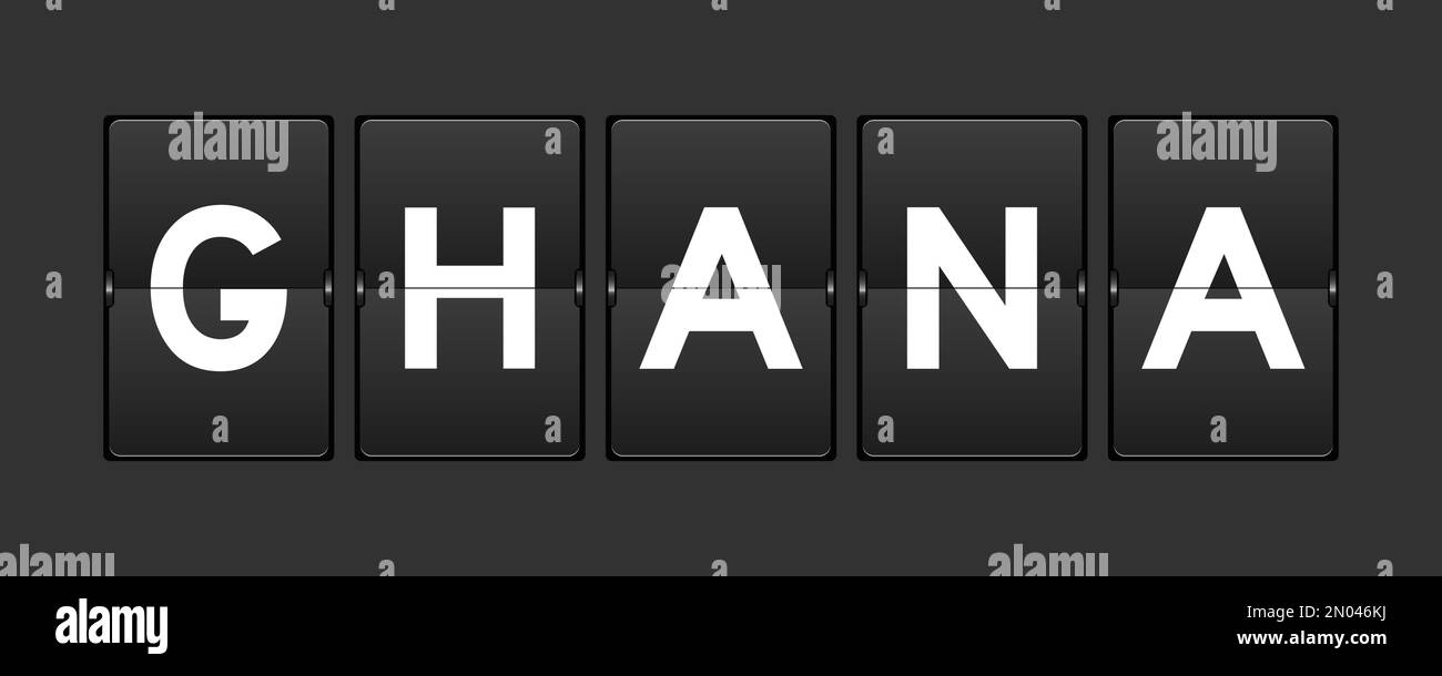 Black color analog flip board with word ghana on gray background Stock ...