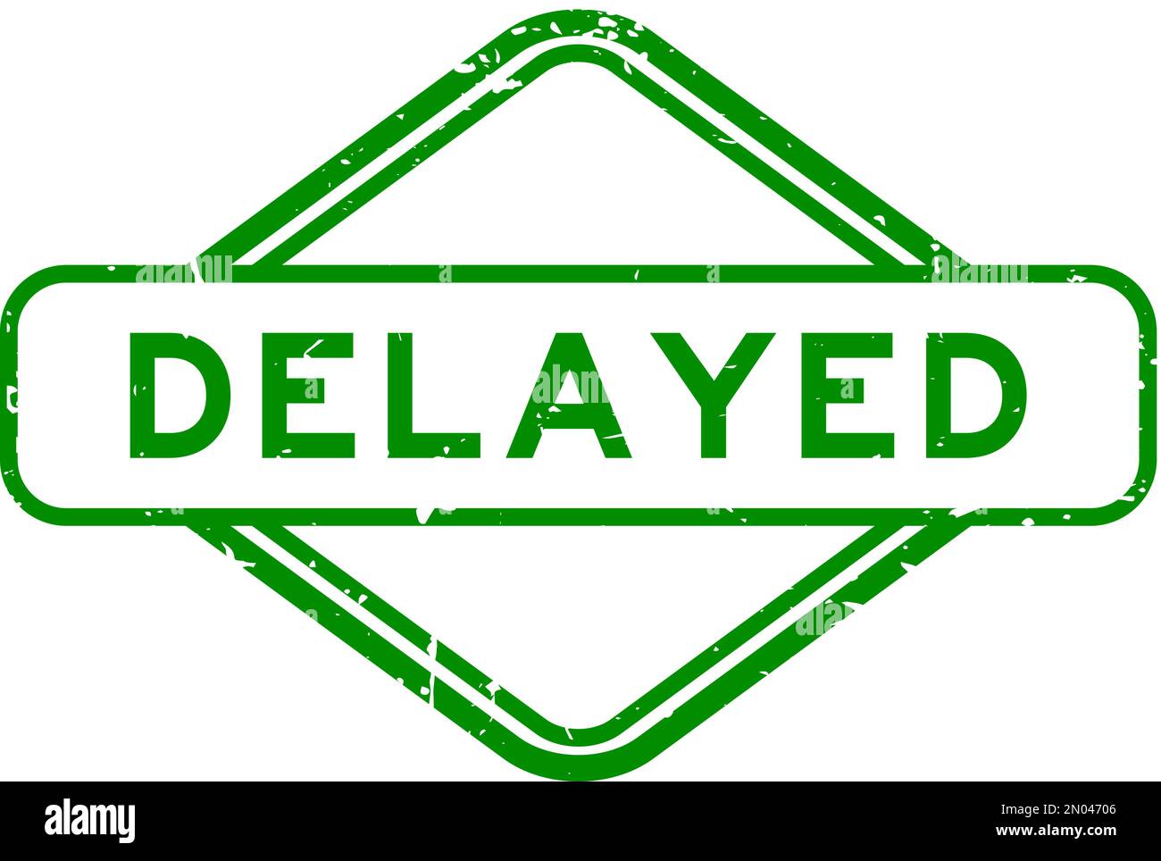 Grunge green delayed word rubber seal stamp on white background Stock ...