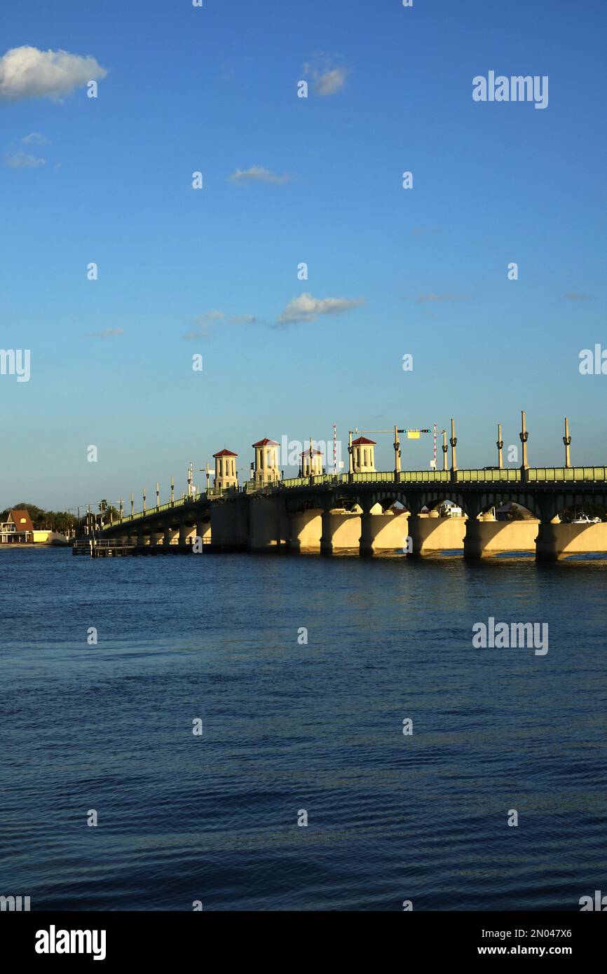 The Lions Gate Bridge at night over the Matanzas River at St Augustine ...