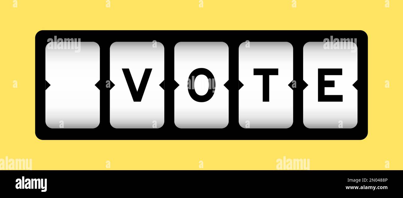 Black color in word vote on slot banner with yellow color background ...