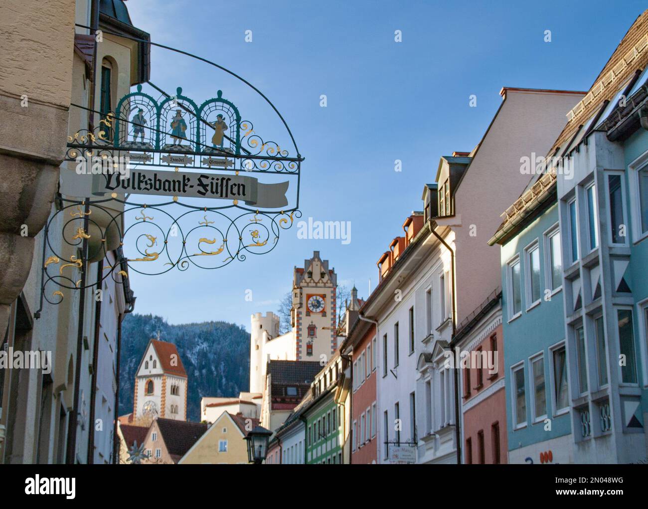 Fuessen, Germany - January 14th 2023: Historic housing buildings and ...