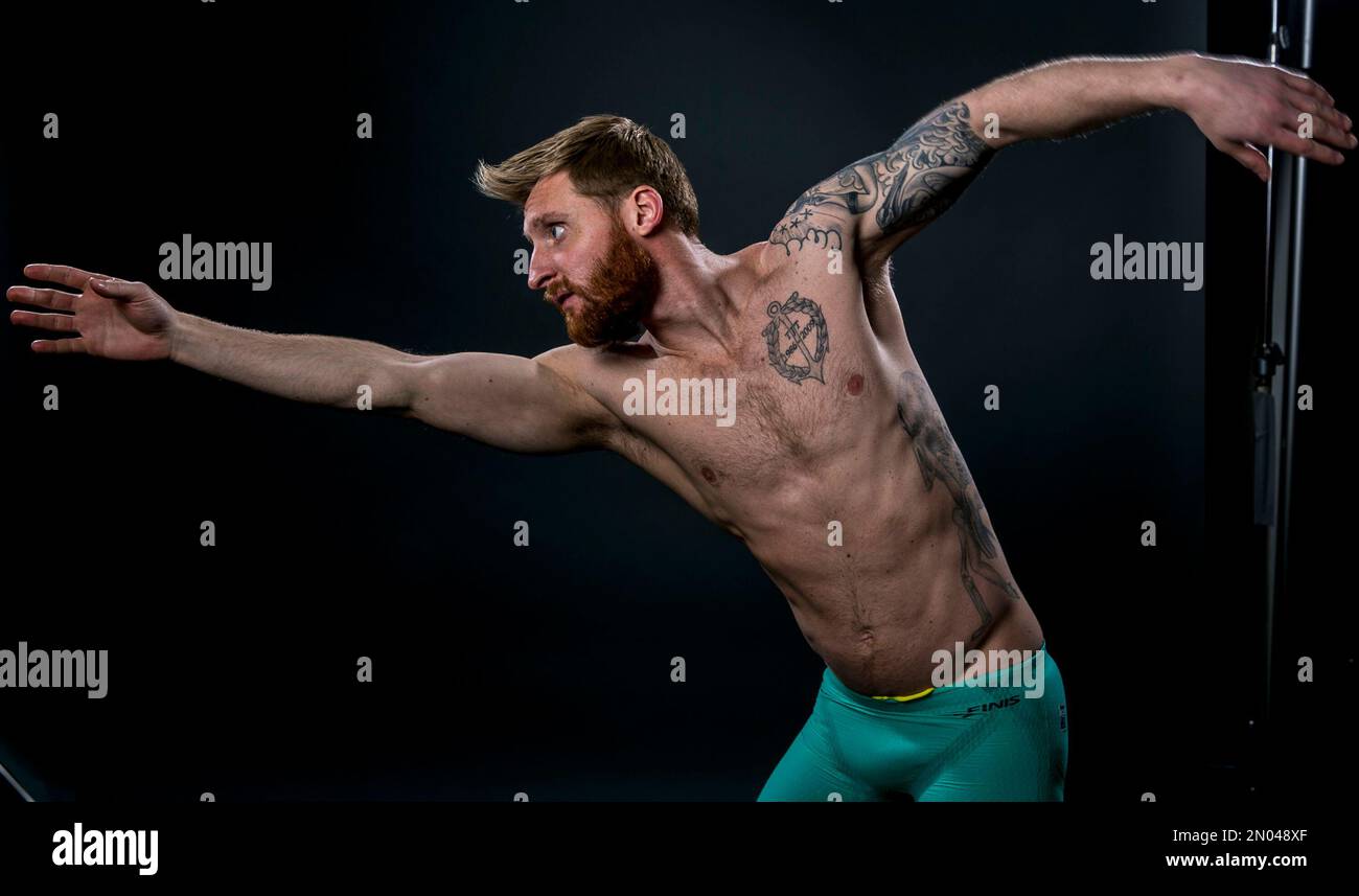 Paralympic swimmer Brad Snyder poses for photos at the Team USA Olympic ...