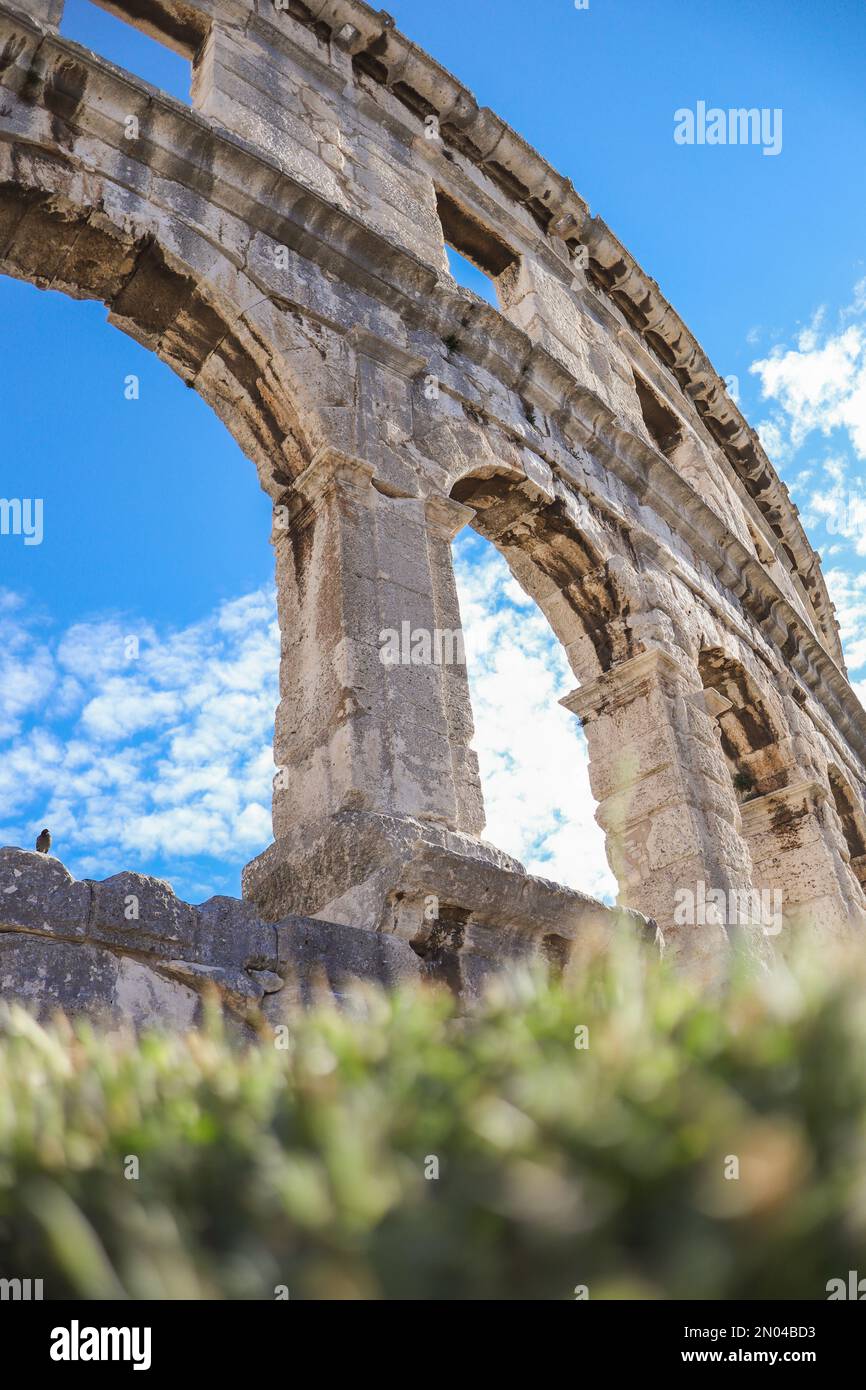 Roman Amphitheater in Pula. Vertical Arch Arena in Croatia. Famous ...