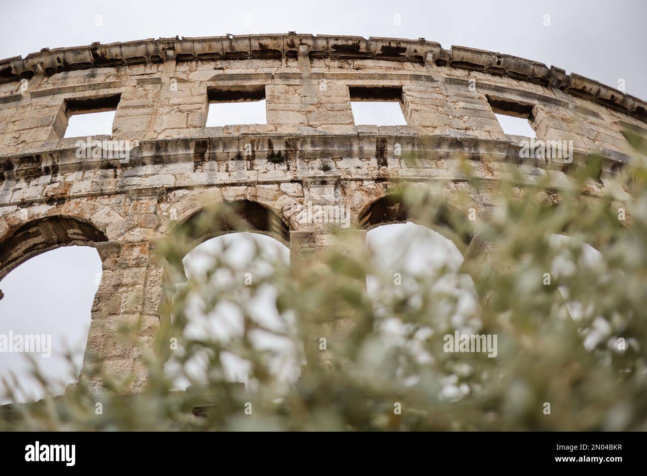 Pula Arena with Cloudy Sky. European Amphitheater in Croatian Istria ...