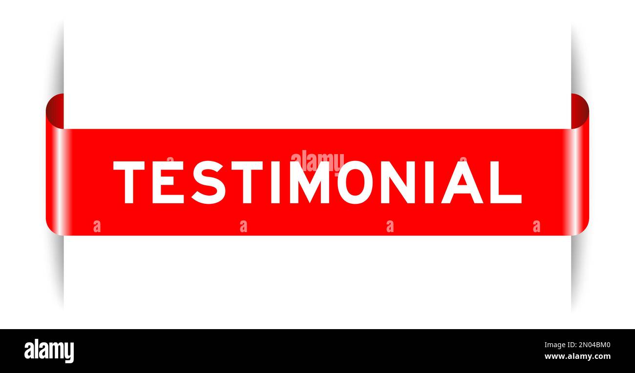 Red color inserted label banner with word testimonial on white ...