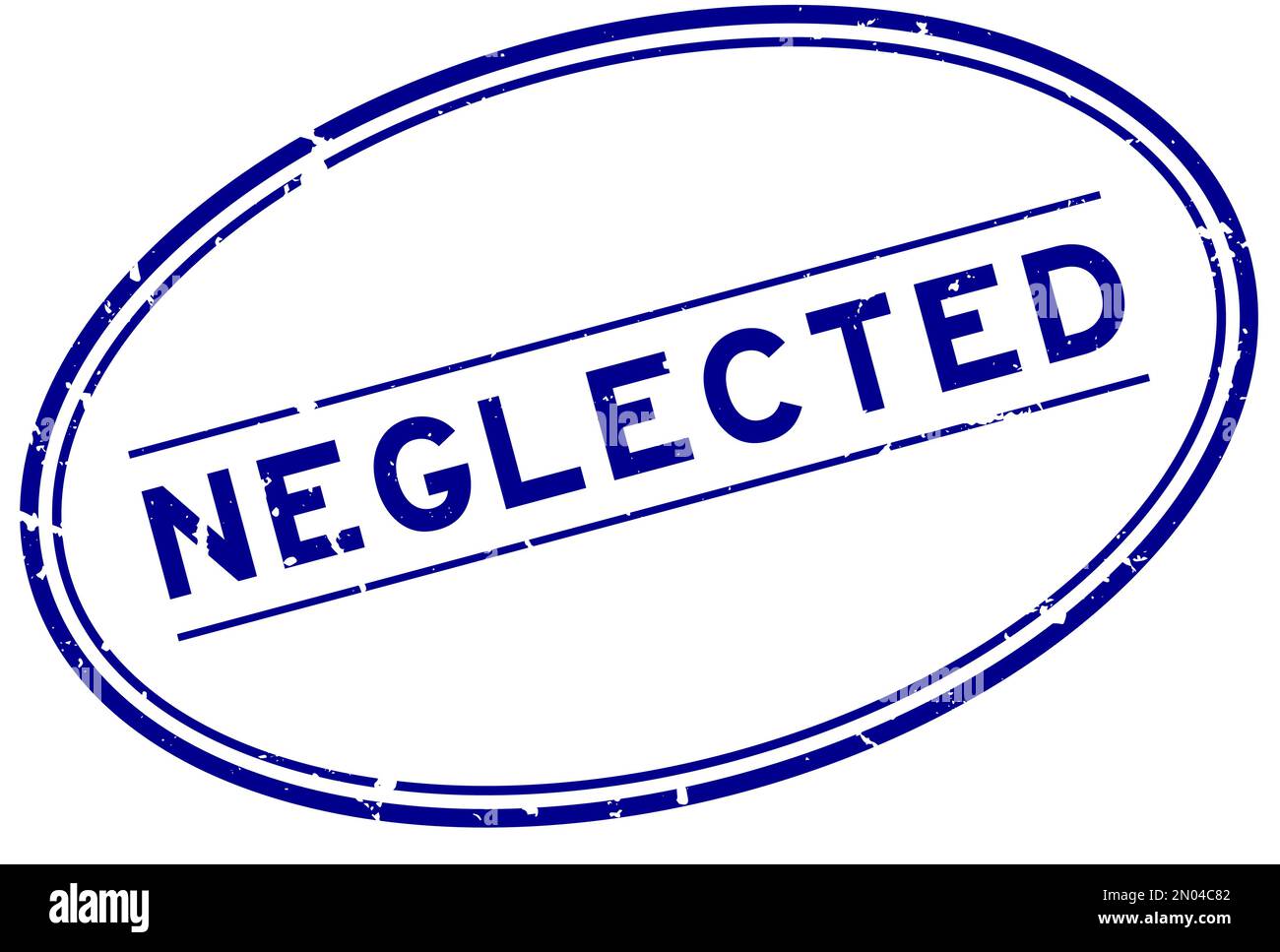 Grunge blue neglected word oval rubber seal stamp on white background ...