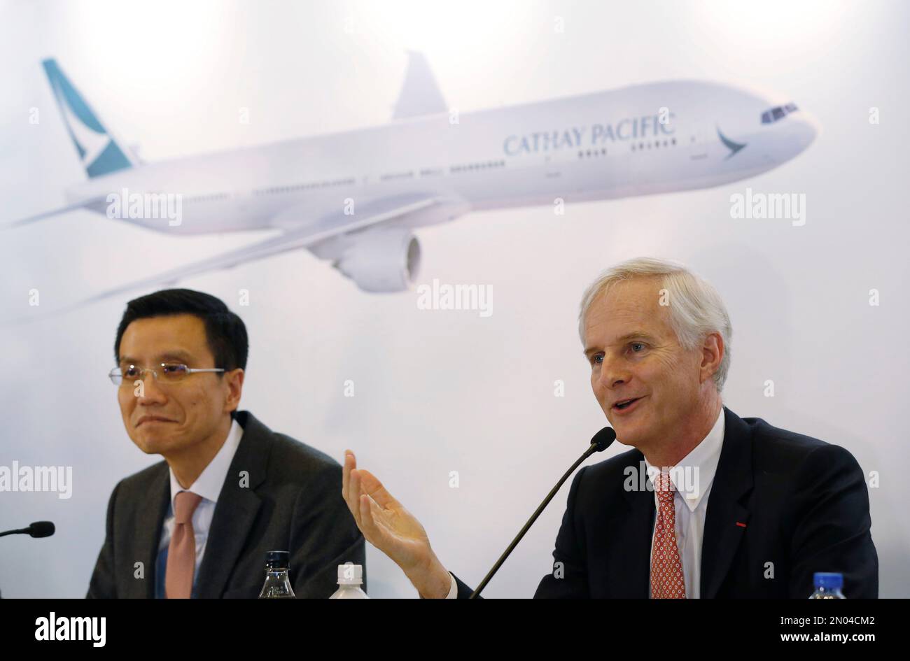 Cathay Pacific Chairman John Slosar, right, and Chief Executive Ivan ...
