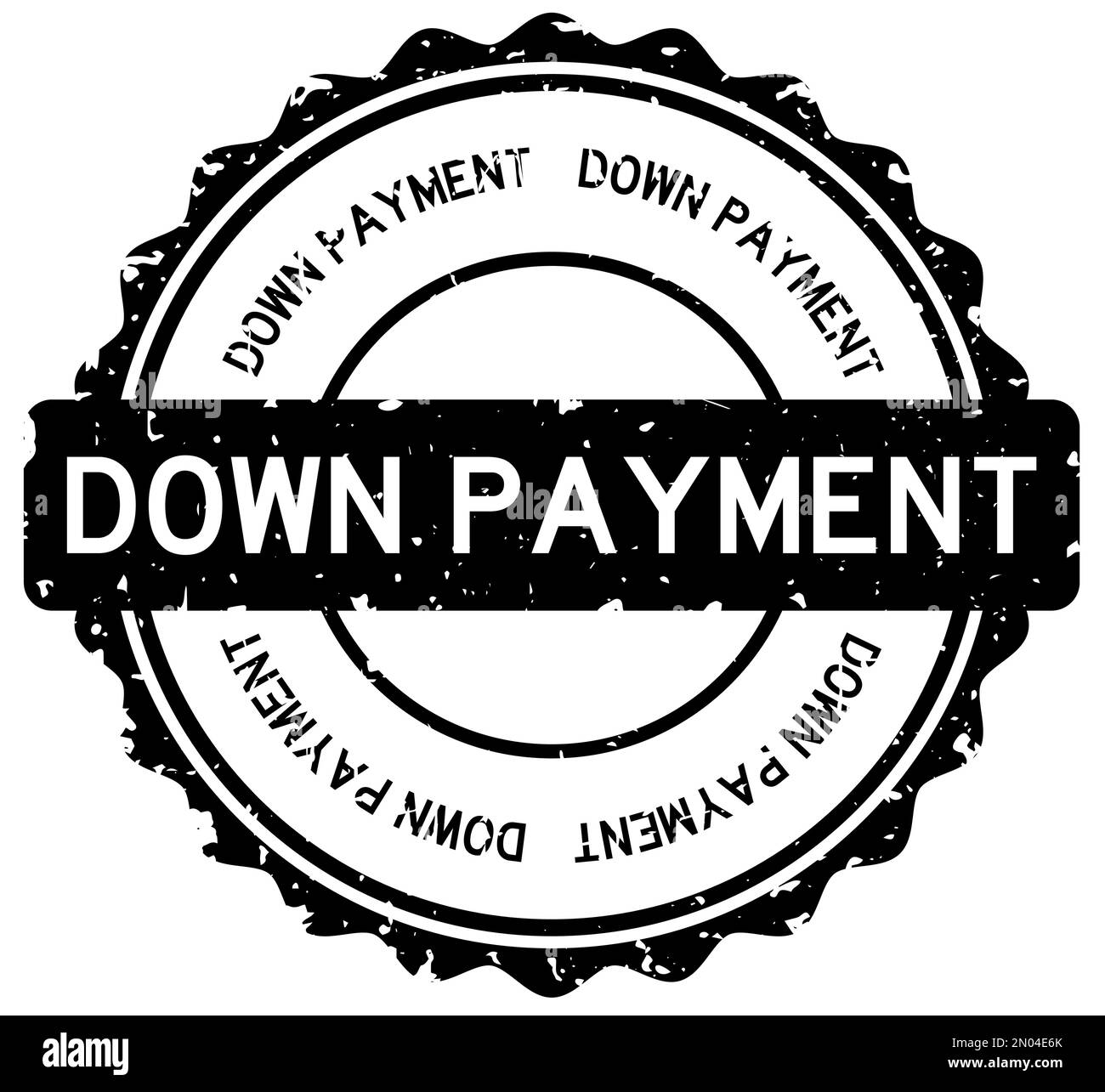 Grunge black down payment word round rubber seal stamp on white ...