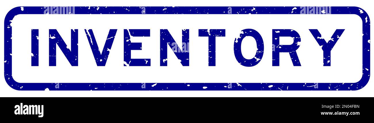 Grunge blue inventory word square rubber seal stamp on white background ...