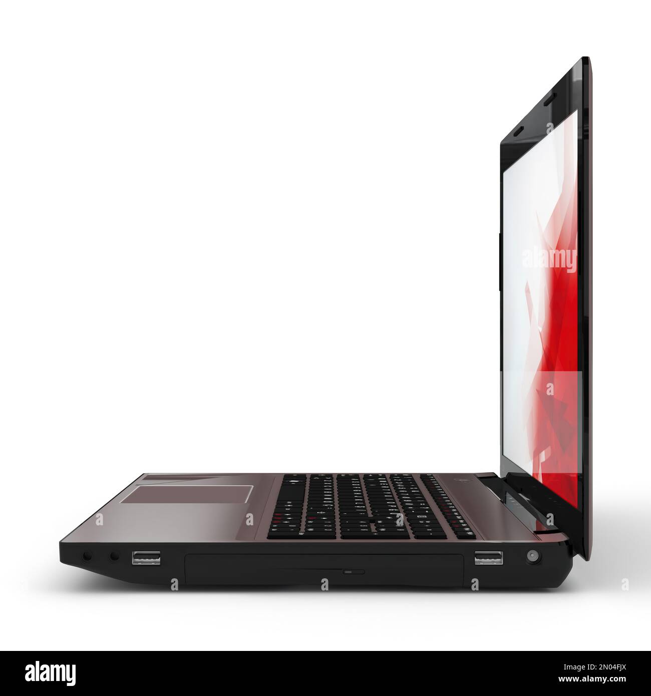 A side view of a laptop with open display isolated on white background ...