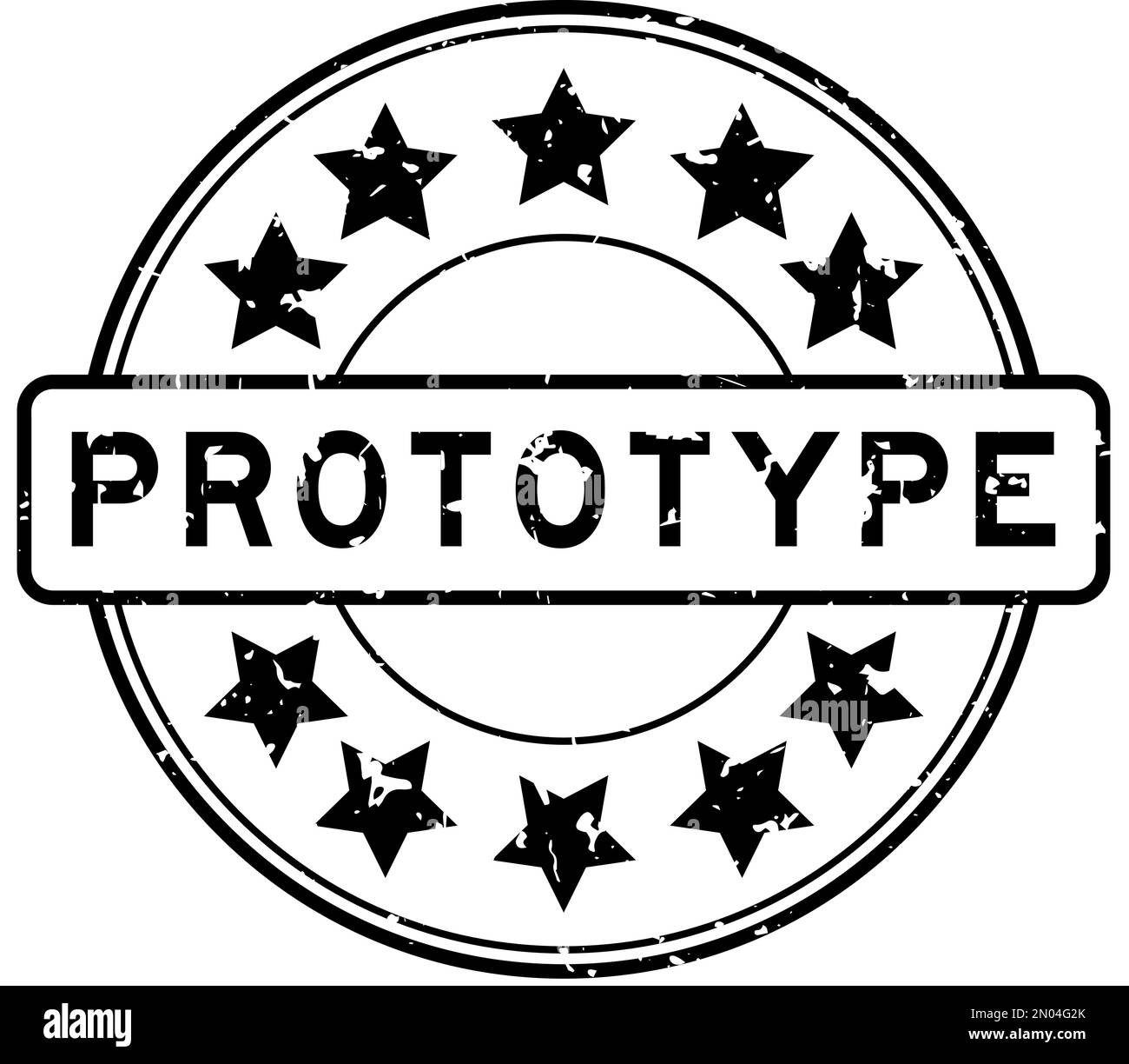 Grunge black prototype word with star icon round rubber seal stamp on ...