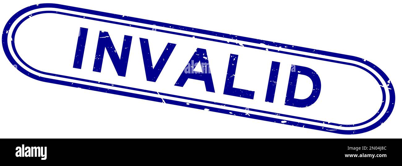 Grunge blue invalid word rubber seal stamp on white background Stock ...