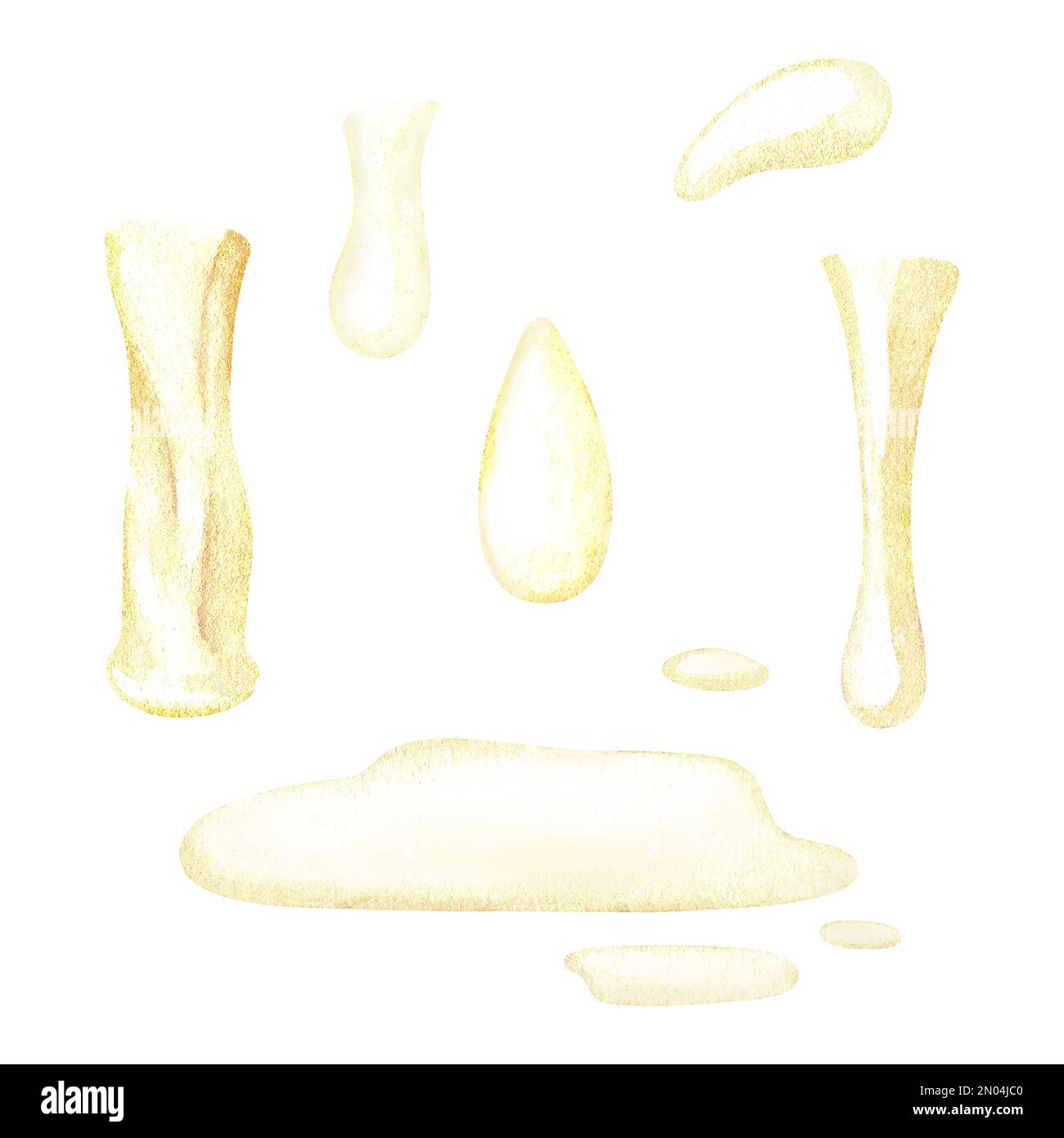 Lemon juice. Puddle, drop, stream. Citrus water flows down. Watercolor ...